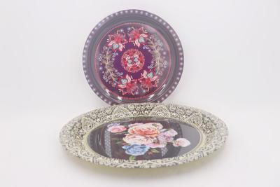 Chine plats de nourriture de dîner d'acier inoxydable de plat de portion du fond d'or de vaisselle de 30cm à vendre