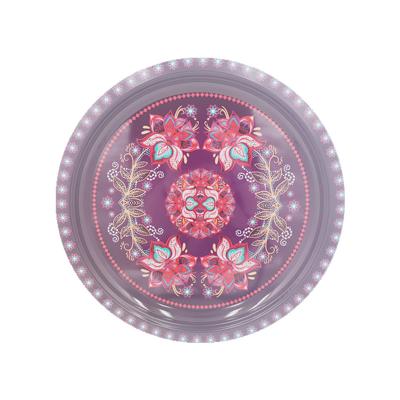 중국 30cm Plates dinnerware big round metal steel plate multi color flower coating tray 판매용