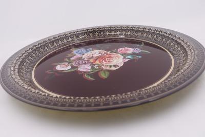Chine plat de dîner de haute qualité en gros de rond de vaisselle d'embase d'or de 33cm solides solubles pour des mariages à vendre