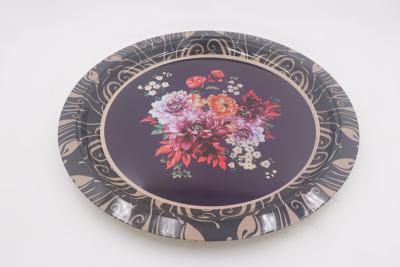 la plaque d'acier en métal de plats de dîner de 33cm Florla a placé le plateau de portion de forme ronde de vaisselle