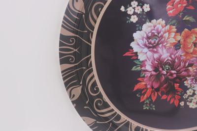 중국 30cm Factory direct hotel black Vietnamese restaurant bone dish metal steel dinner plates 판매용