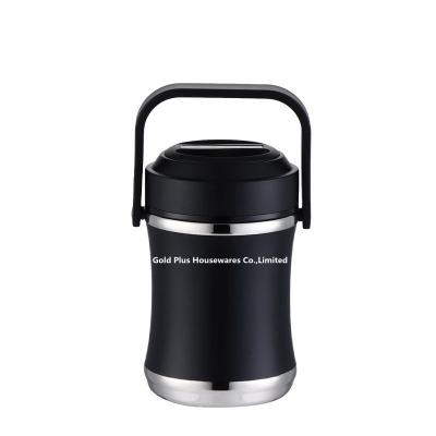 Chine Thermos isolé réutilisable de vide de bento d'acier inoxydable en métal de la gamelle 2L de couleur étanche de haute qualité de noir à vendre
