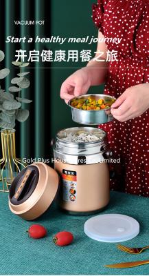 Chine Le pot traditionnel de gamelle de tiffin d'acier inoxydable pour des adultes avec le vide de délicatesse d'enfants de poignée a isolé le thermos à vendre