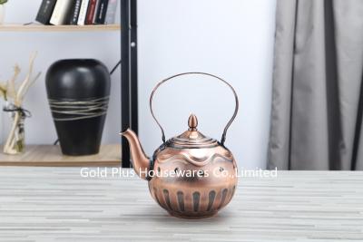 중국 14-18cm Hotel stainless steel bronze color water kettle thickened high grade flower pattern coffee pot 판매용