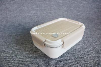 Boîte japonaise de bento de sushi d'acier inoxydable de gamelle hermétique qui respecte l'environnement de bento avec le couvercle comme un bois de grain
