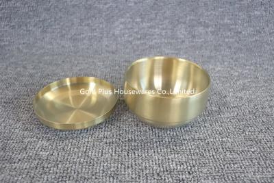 중국 High quality golden small anti-scalding soup bowl 304 korean style double layer stainless steel rice bowl with cover 판매용
