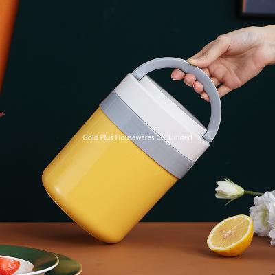 중국 Multipurpose metal steel double vacuum insulation lunch pot hot and cold food storage container with handle lid 판매용
