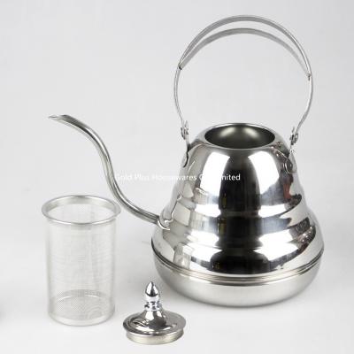Chine Le cadeau à haute teneur versent au-dessus du pot accrochant de café d'oreille de bouilloire de col de cygne d'acier inoxydable versent la bouilloire de pot d'égouttement de café à vendre