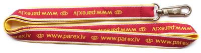 China Unternehmensgeschenk-Polyester-Doppeltes überlagerte Halsabzugsleinenbügel mit dem genähten Jacquardwebstuhlband, zu verkaufen