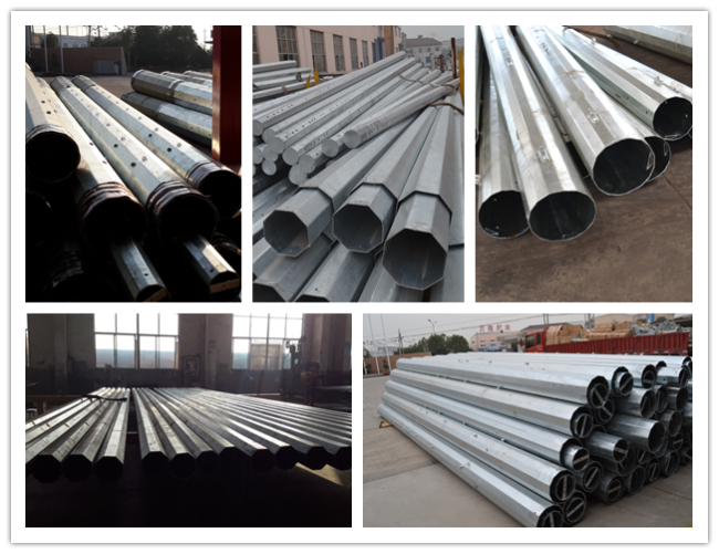 15m 1200 Dan Galvanized Steel Pole For 132kv Transmission Line , / BV / ISO 1