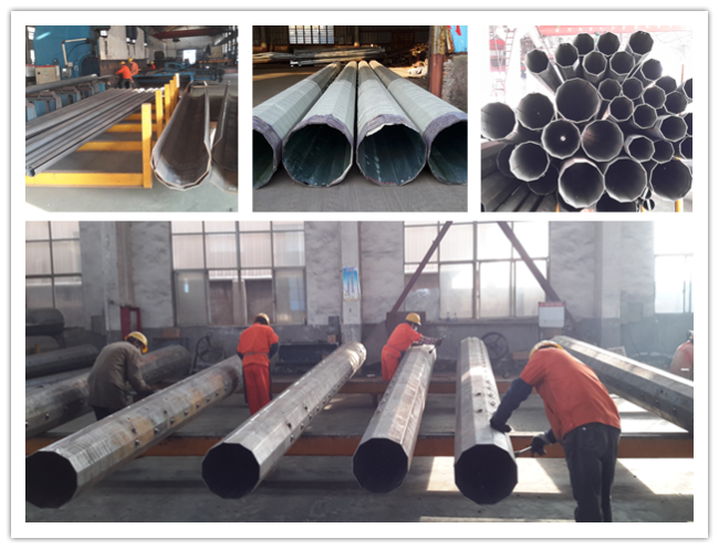 15m 1200 Dan Galvanized Steel Pole For 132kv Transmission Line , / BV / ISO 2