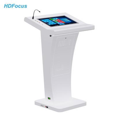 China Best Price Smart LCD 21.5 Inch All-in-One Touch Screen Podium Kiosk with Mic and Speaker for Conference for sale