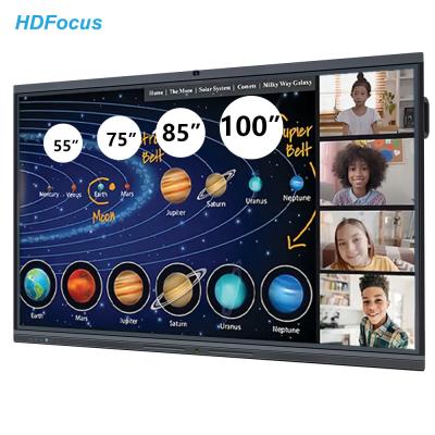 China HDFocus 55 75 Inch Display Touch Screen Flat Panel 4K Hd Smart Portable Electronic White Board Interactive WhiteBoard for School for sale