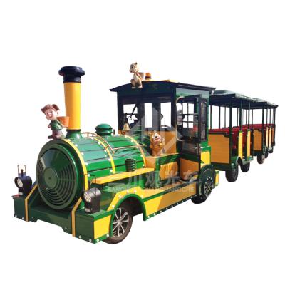 Cina Fairground Electric Stack Mini Trackless Train For Commercial Use Electric Ride On Train 28 Seats in vendita