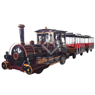 Cina Business Outdoor Locomotive Sanchuan Playground Diesel Electric Trackless Trains For Amusement Park 28 Seats in vendita
