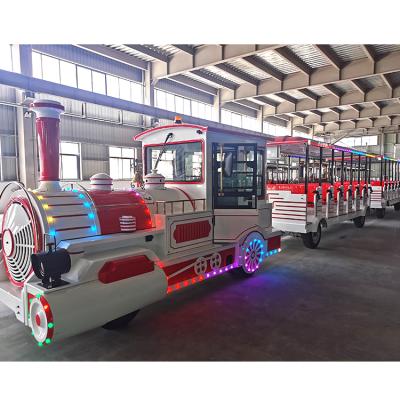 Cina ALLOY Sanchuan amusement park ride barrel land diesel passenger trackless train for sale in vendita