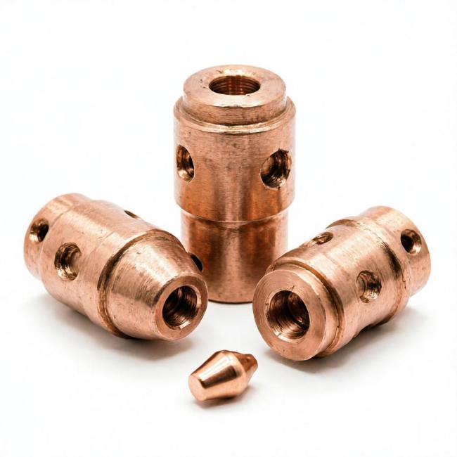 Custom CNC CuCrZr robotic spot welding electrode holders with tapered electrode seats and cooling ports