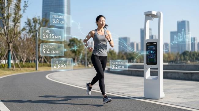 Automatic exercise data recording on a smart running track