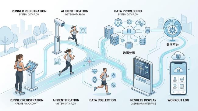 Smart running track workflow from AI recognition to digital fitness feedback