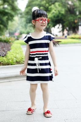Cina Le multi ragazze delle strisce Plain il vestito dal cotone, vestiti casuali dalle bambine con la vita dei cordoni in vendita