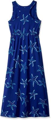 Cina L'estate blu della bambina di stampa delle stelle marine veste il collo rotondo del vestito senza maniche dai bambini in vendita