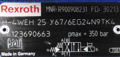 중국 R900908231 H-4WEH25Y67/6EG24N9TK4 H-4WEH25Y6X/6EG24N9TK4 Rexroth 4WEH25Y 시리즈 방향 스풀 밸브 판매용