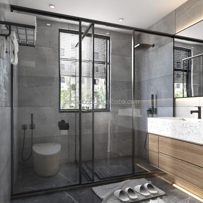 China Sensor Bathroom Black Frame 3 Panels Sliding Shower Doors for Small Size at WC for sale
