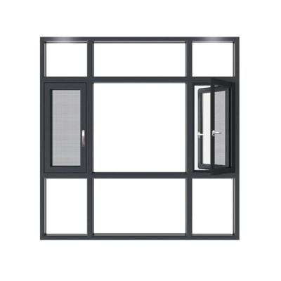 China French Simple Design Double Hung Black Aluminum Frame Casement windows for Home With Security Grill for sale