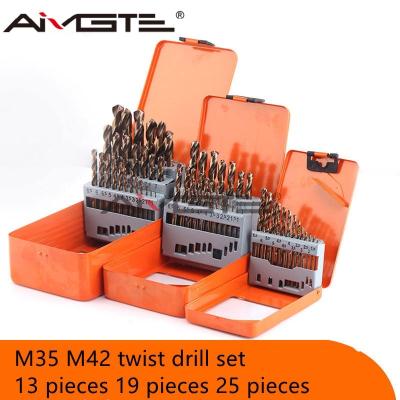 China Straight Shank Twist Drill Bit M35 Cobalt Drill Metal Perforated Iron Stainless Steel Perforated HSS Drill Box Set for sale