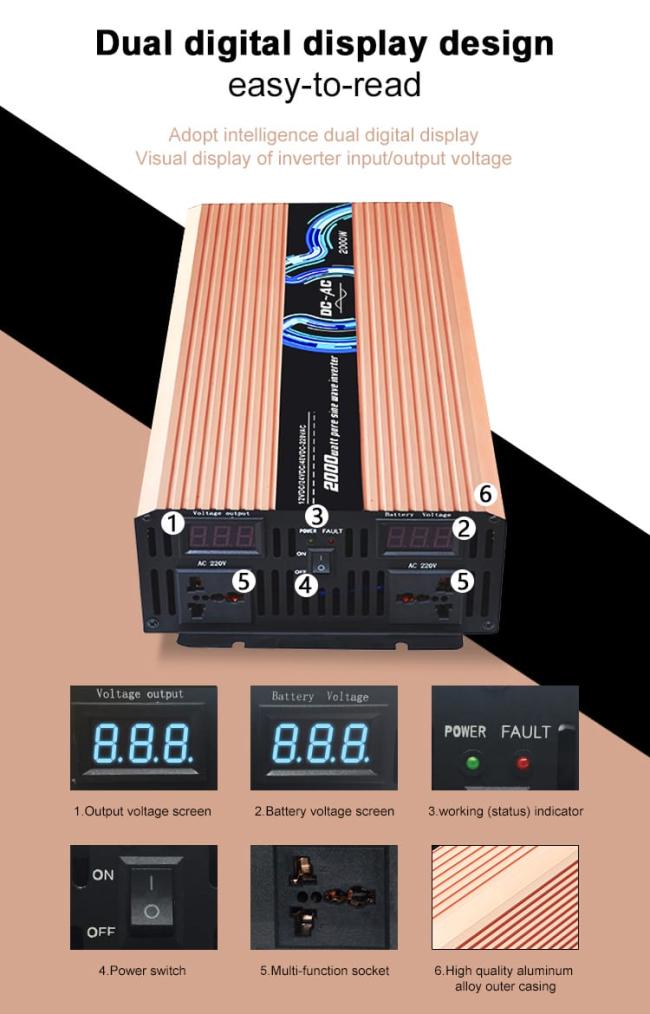 2000w pure sine wave inverter display