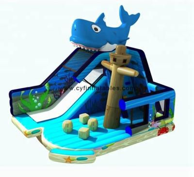 Cina Scorrevole di salto gonfiabile del tester 6×6, acquascivolo gonfiabile di tema marino blu in vendita