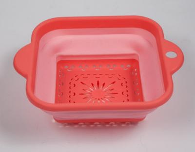 China FBAB3078 for wholesales square shape with smile face collapsible colander for sale