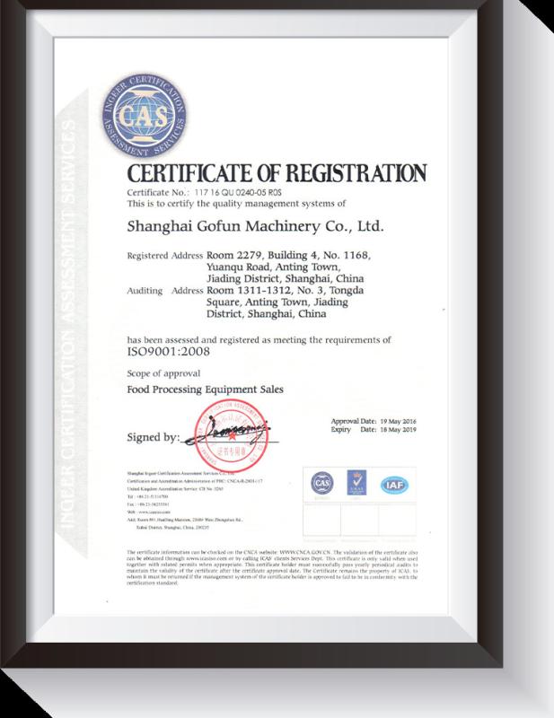 Iso 9001 - Shanghai Gofun Machinery Co., Ltd.