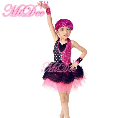 Cina Costumi neri di ballo del vestito da scintillio dello zecchino di rosa caldo dei pois per i bambini in vendita