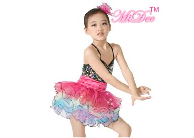 Cina Cima multicolore dello zecchino del Camisole del costume di balletto delle ragazze con la gonna di Tulle dell'arcobaleno in vendita
