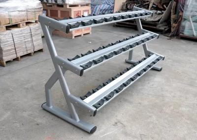 Chine Support à trois niveaux d'haltère de double Barbell en acier pour 15 paires à vendre