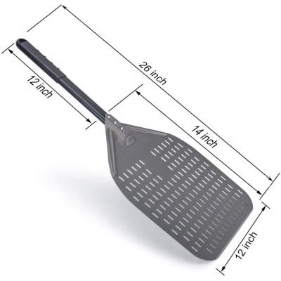 Cina 66cm di alluminio pizza pala 12 pollici di alluminio pizza buccia nero duro perforato in vendita