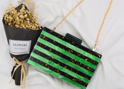 Cina Colore verde chiaro e nero della borsa di frizione acrilica della stagnola di oro della perla con l'impionbatura del fondo nero in vendita