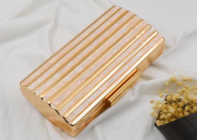 Cina Borsa di frizione dell'oro di Rosa del contenitore di hardware, borsa della frizione di sera di colore di Champagne di scintillio in vendita