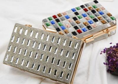 Cina Piccole borse di frizione acriliche metalliche con la multi parte anteriore di lusso del cristallo di colore in vendita