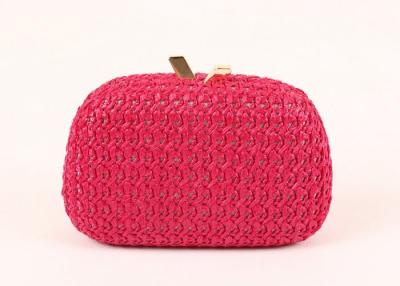 Cina Donne naturali di Fuschia che anche la cassa dura tessuta del modello delle borse di frizione con la catena lunga in vendita
