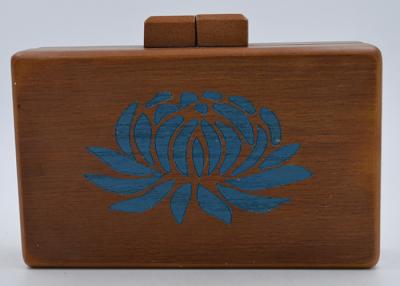 Cina Borsa di frizione frizzante di colore di stampa del fiore di Brown, frizione d'annata della scatola di legno di stile in vendita
