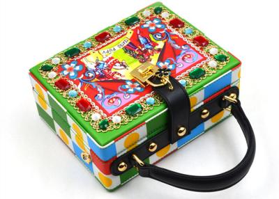 Cina Borsa di frizione frizzante delle signore di stampa di cuoio, borsa di frizione leggera di promenade di Diamante in vendita