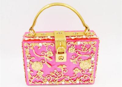 Cina Personalizzi la struttura acrilica rosa del lucite della borsa di frizione del gioiello e piccola la scatola graduate in vendita