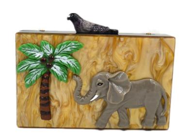 Cina Borsa acrilica destra del catenaccio dell'elefante animale unico del modello, borse di frizione del vestito in vendita