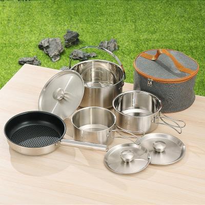 Cina Le pentole di Pan Outdoor Cooking Set Camping della frittura del bastone di acciaio inossidabile del venditore PIÙ IMPORTANTE 304 di Amazon non hanno messo per fare un'escursione in vendita