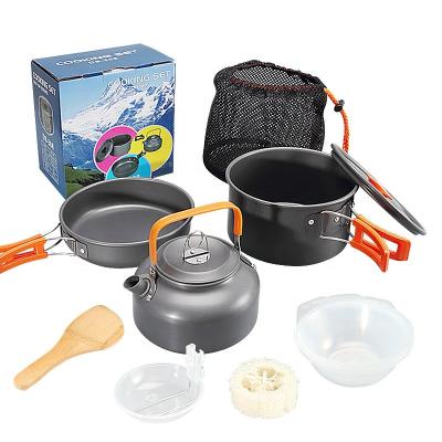 Cina Le pentole di campeggio all'aperto del venditore PIÙ IMPORTANTE della fabbrica scompigliano Kit Portable Picnic Pot Pan che si accampa cucinando l'insieme per fuori l'escursione della porta in vendita