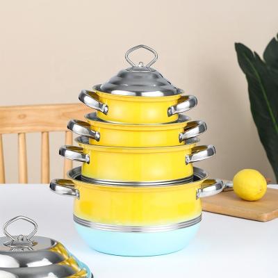 Cina La cucina accatastabile multifunzionale del fondo piatto che cucina il vaso ha messo le pentole di acciaio inossidabile messe con il coperchio in vendita