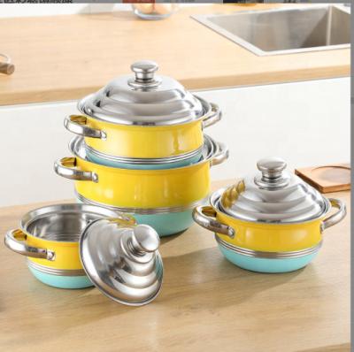 Cina Le pentole differenti all'ingrosso di dimensione della fabbrica hanno messo i vasi su ordinazione comerciano l'insieme all'ingrosso di cottura del vaso di acciaio inossidabile 5PCS in vendita