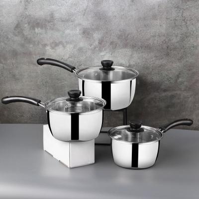 Cina L'alta qualità 6 pezzi di acciaio inossidabile della salsa di cottura Pan Cookware Set Milk Pot del vaso ha messo con il coperchio di vetro in vendita